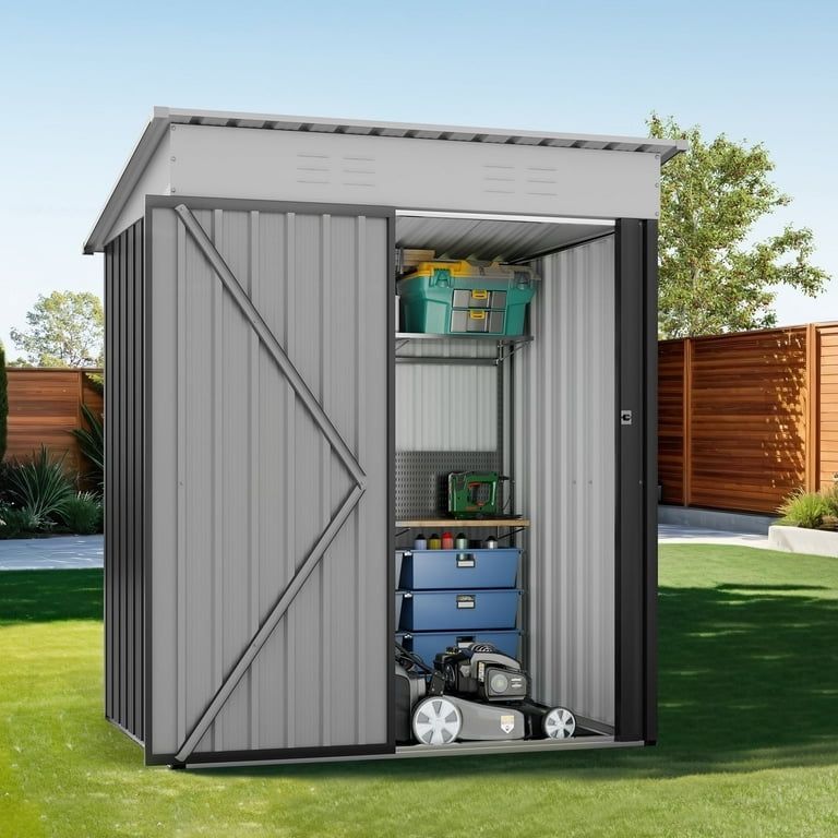 New 5X3 ft Outdoor Storage Shed, Waterproof Metal Garden Shed with ...