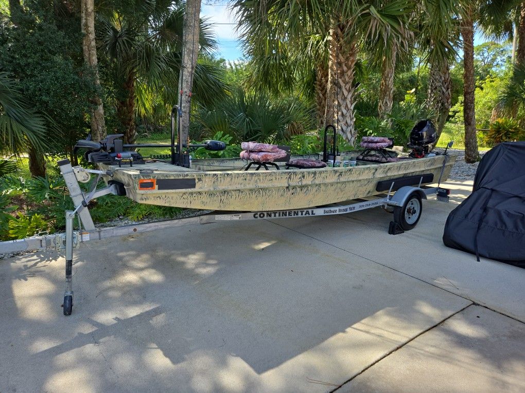 16ft Akansas Jon Boat,continental Trl,15hp Tohatsu for Sale in Vero ...
