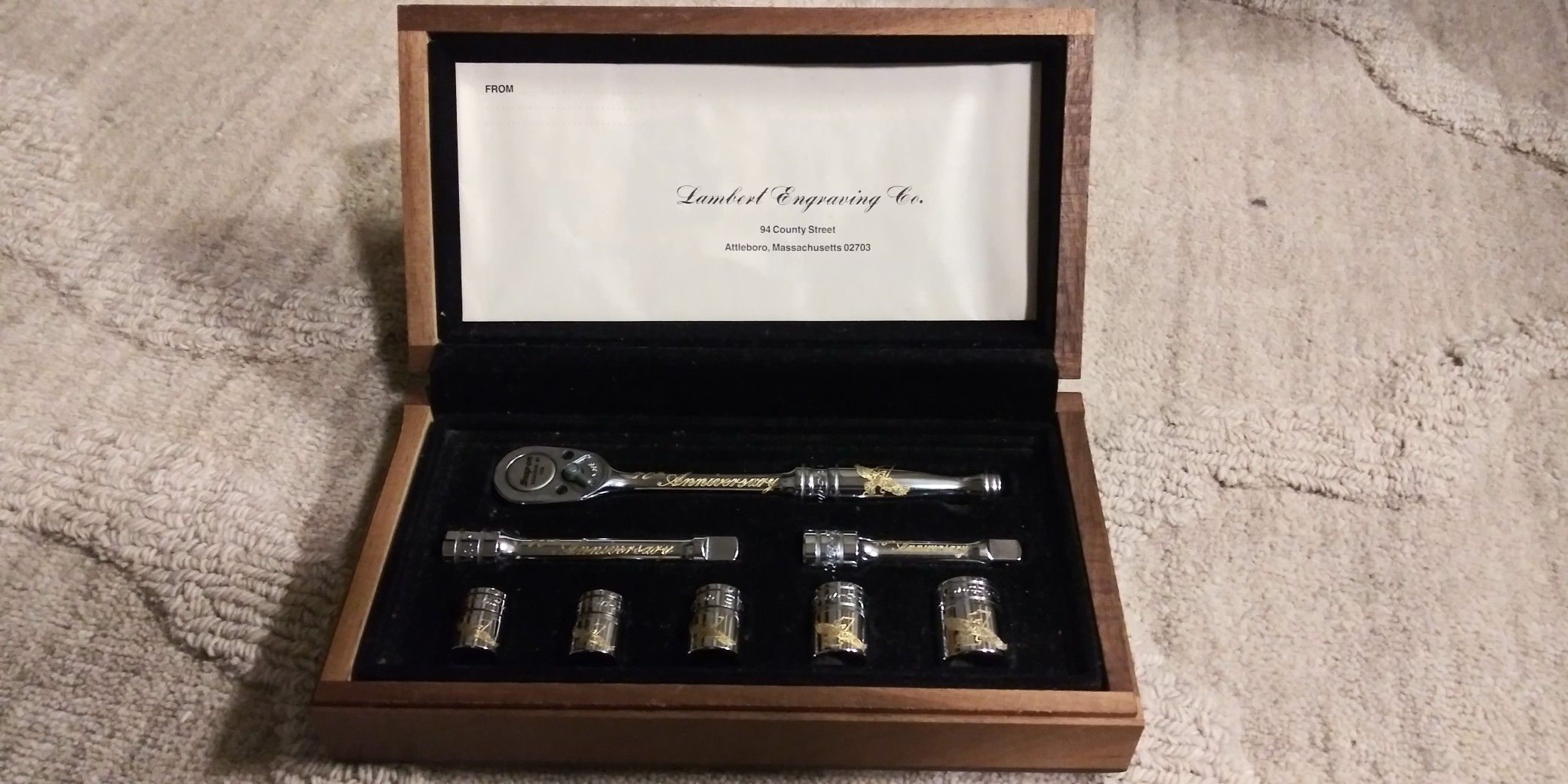 1990 Snap-on Tools 70th anniversary 24 karat gold engraved 3/8 in ...