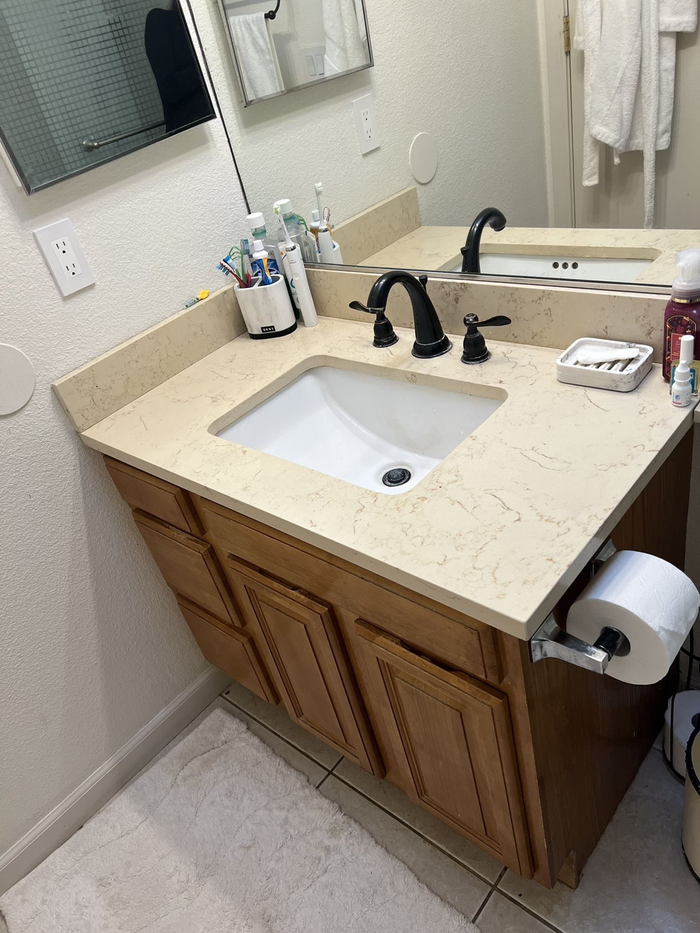 Light Brown Vanity with Top Counter and Faucet for Sale in Sacramento ...