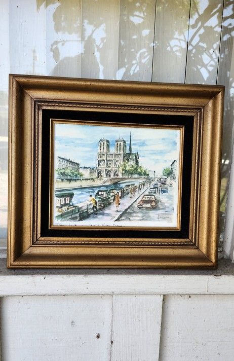 Vintage Mid Century Framed Catherdale Nortre- Dame de Paris Arno Print ...