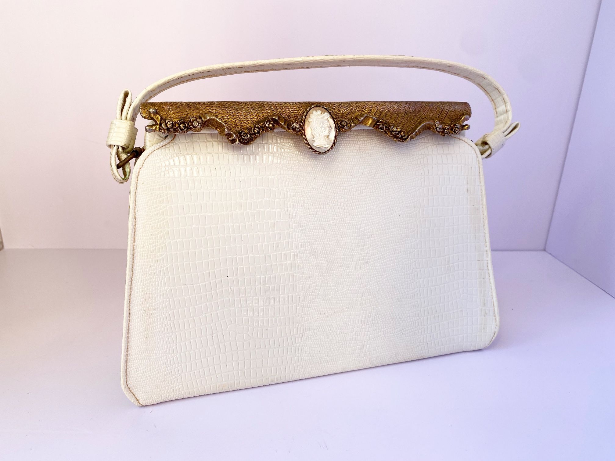 Vintage Posh 1950s Cameo Purse Faux Reptile 50s Handbag by After Five ...