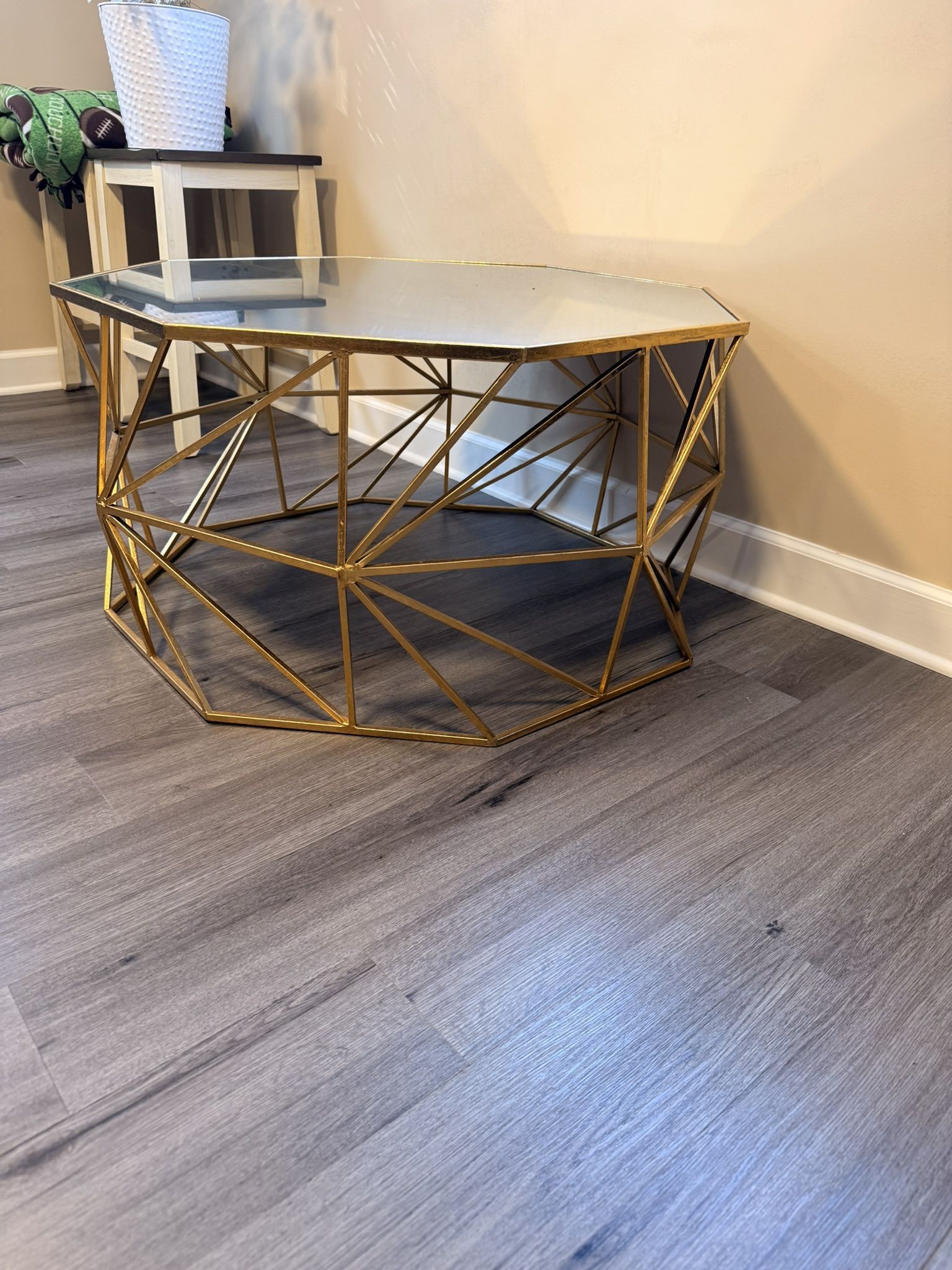 Gold/bronze Color Octagon Glass Table for Sale in Dolton, IL - OfferUp