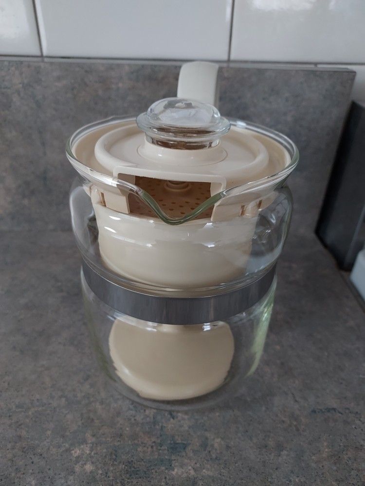 GEMCO Glass-Perk Glass Stovetop Percolator Coffee Pot 2-4 Cups Almond ...