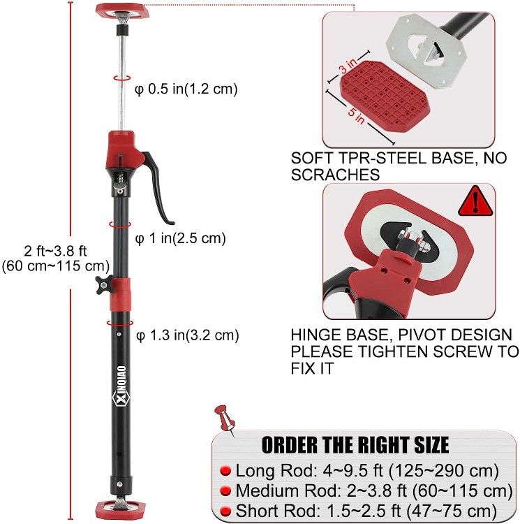 24-114" Premium Steel Support Rod with 154 LB Capacity for Cabinet ...
