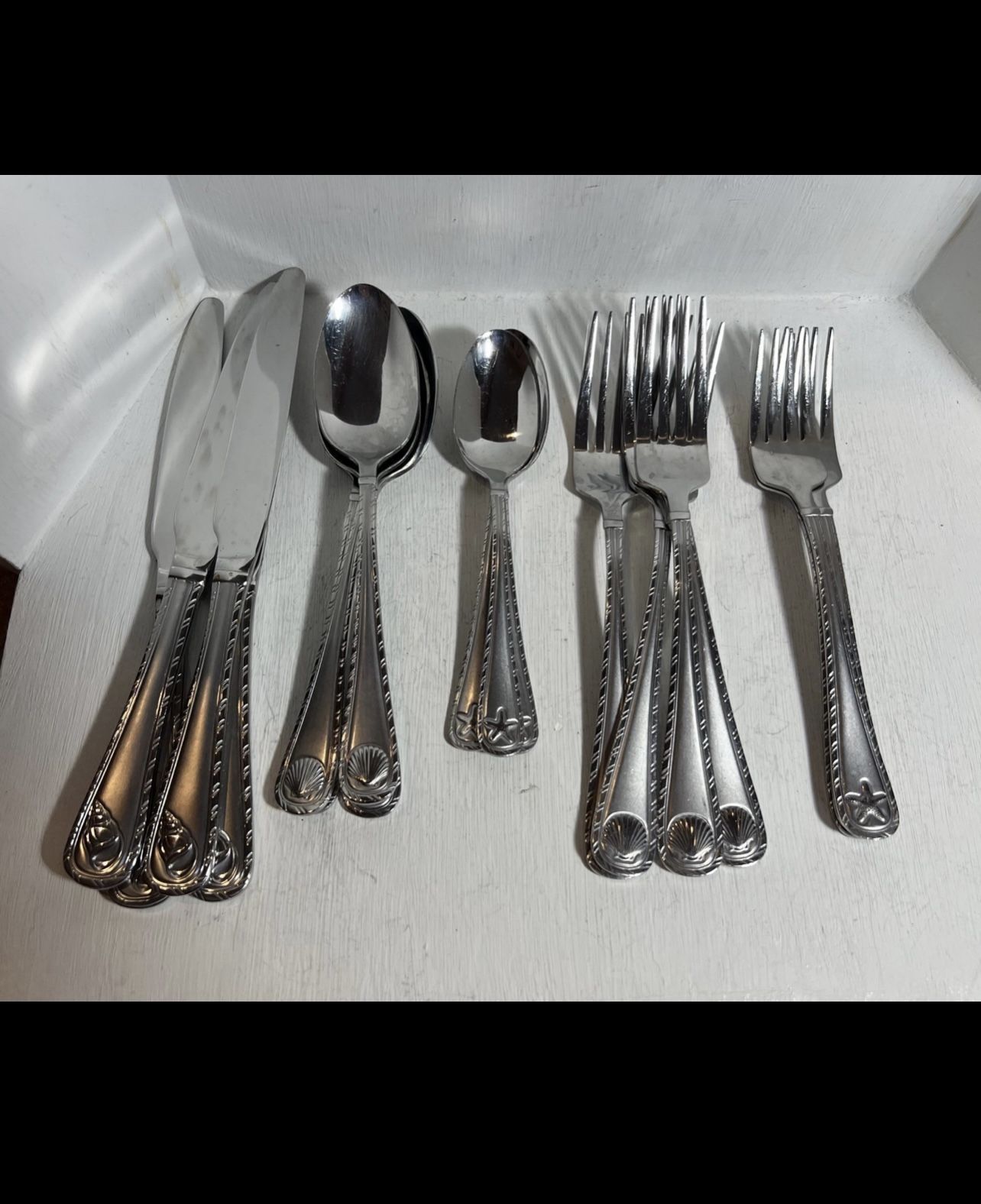 Set of Beach Themed Seashell Towle Stainless Steel Flatware for Sale in ...