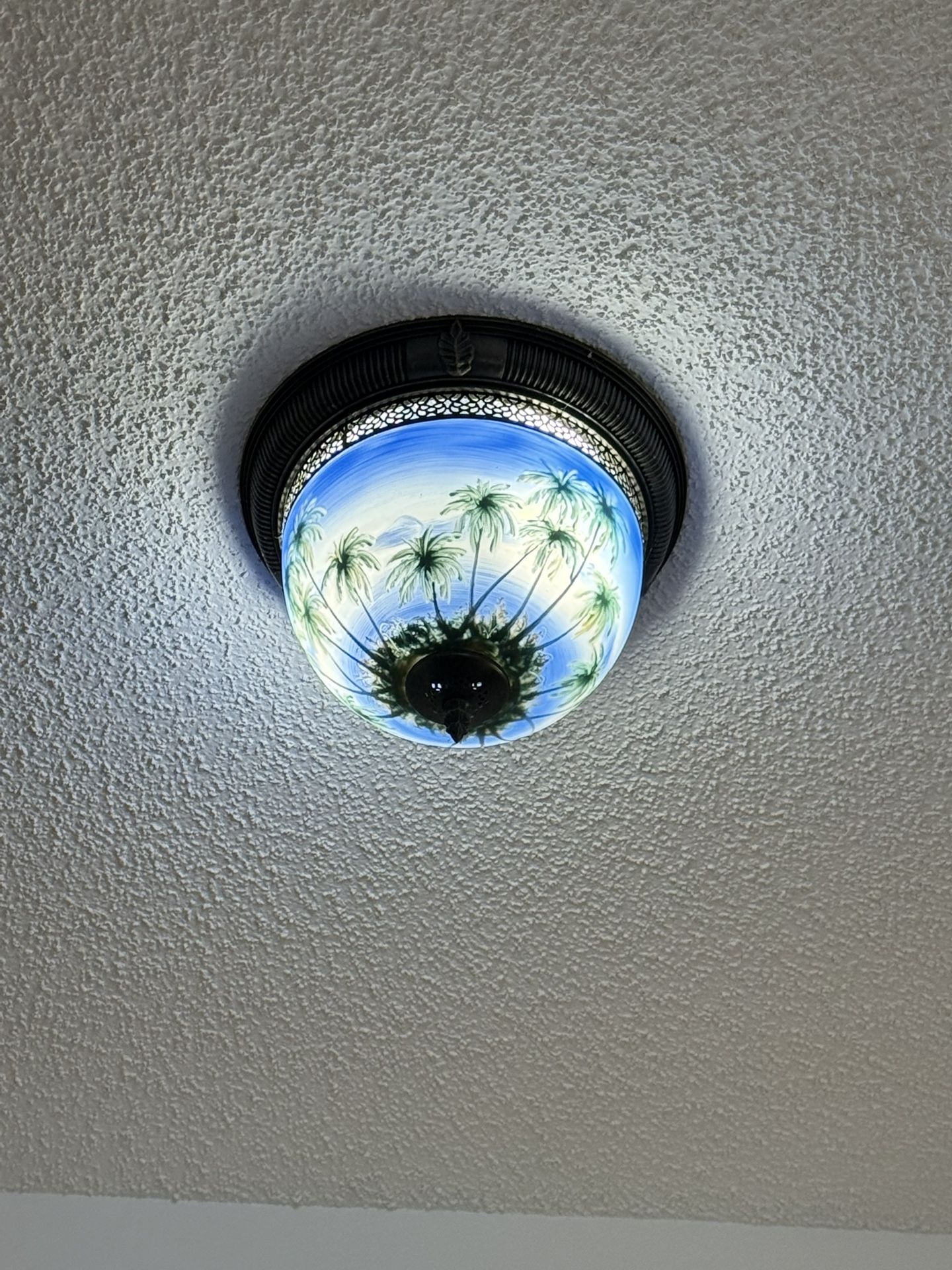 Palm Tree Professionally Hand Painted Ceiling Light Fixture for Sale in ...