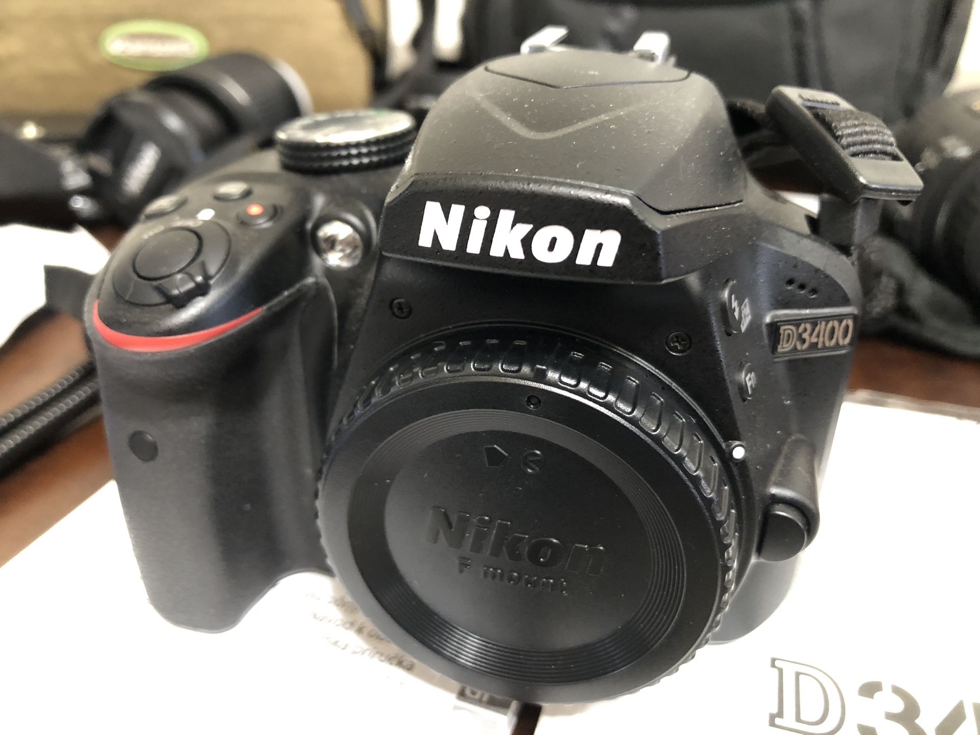 Nikon D3400 24MP Digital SLR Camera 18-55mm Lens. 32GB. Nikkor Micro ...