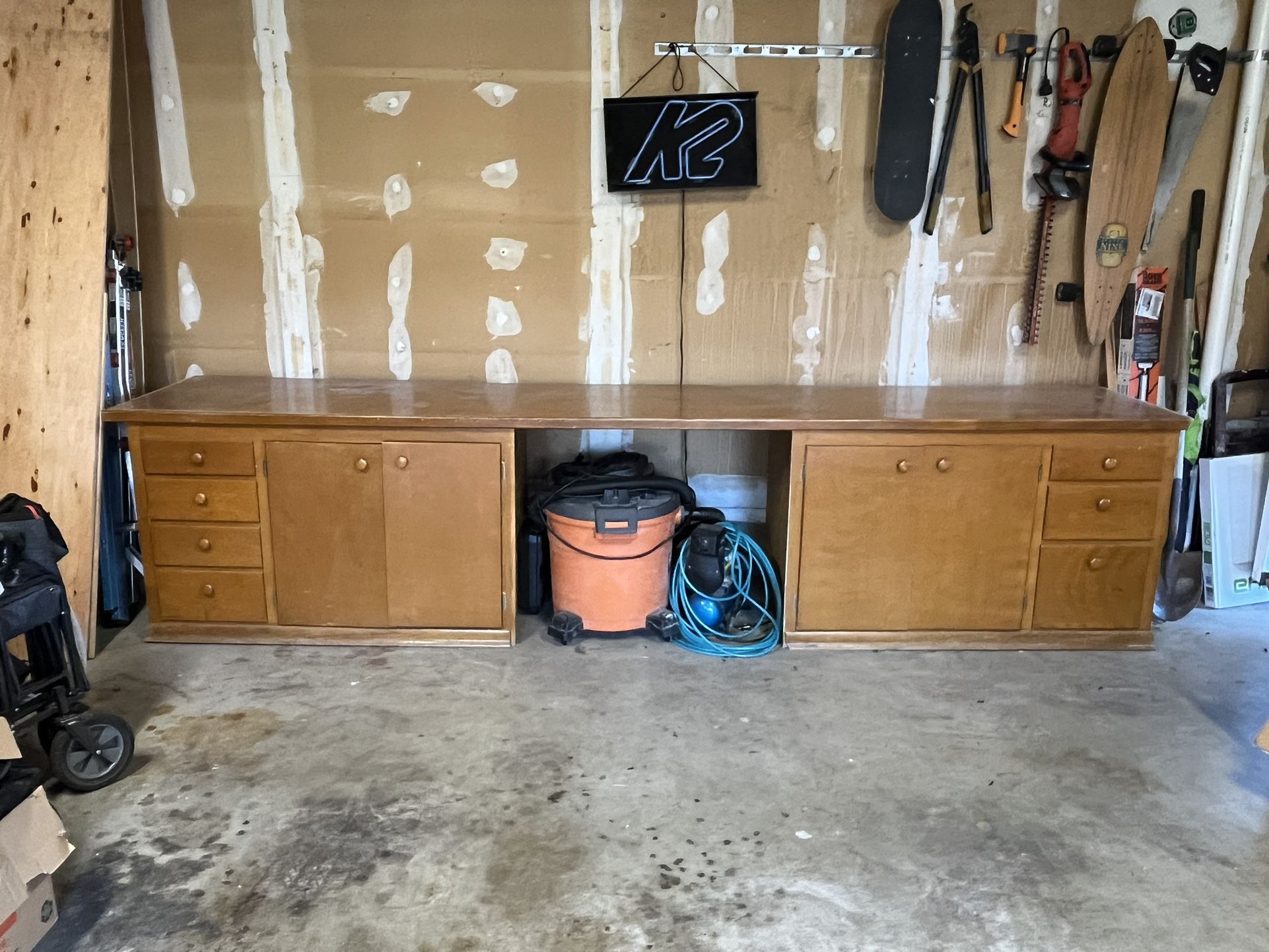 Free Extra Long Work Bench/Cabinets & Drawers for Sale in Tacoma, WA ...