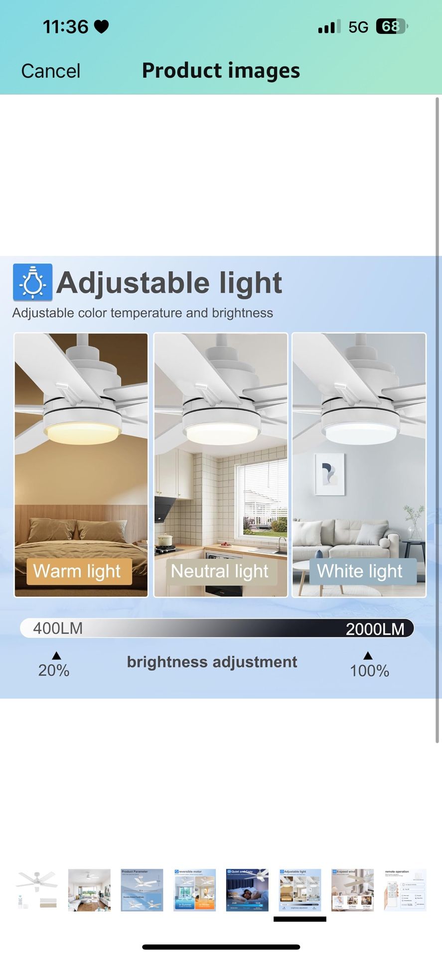 52 Inch White Ceiling Fan with Light and Remote Control,Dimmable 3 ...