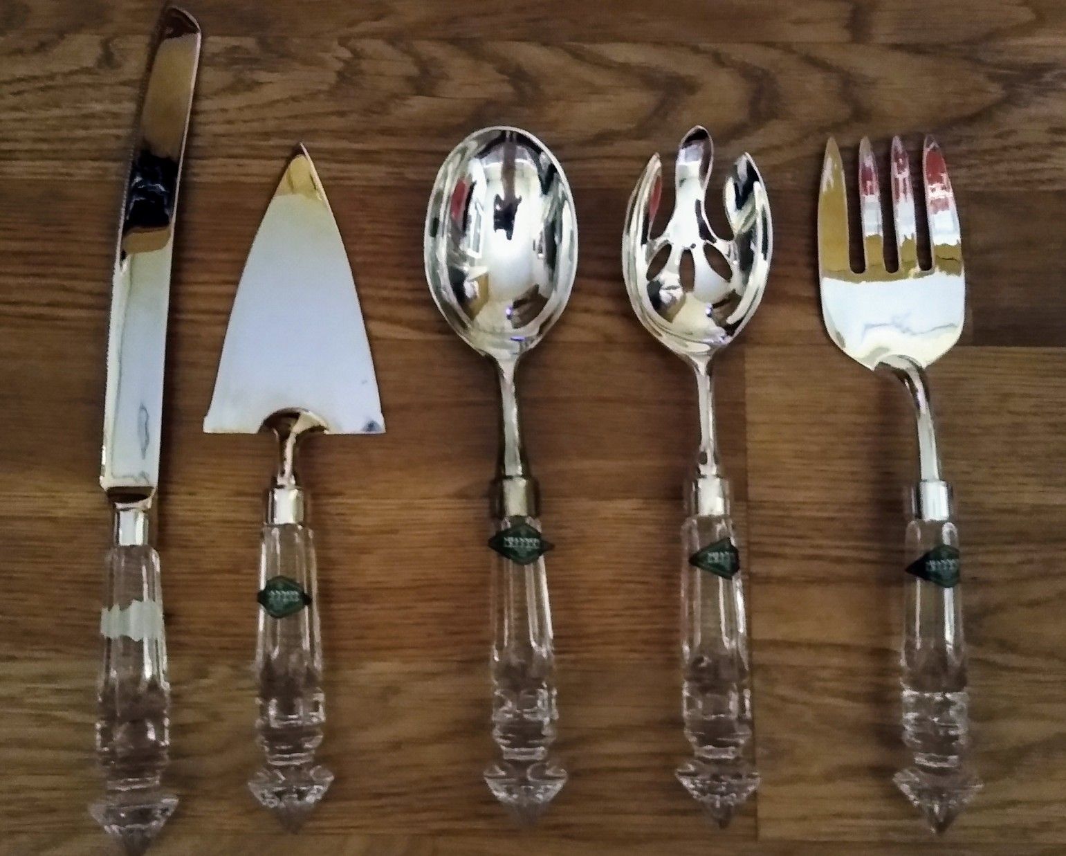 Shannon Godinger crystal = Silver Plate 5 piece Utensil serving set ...