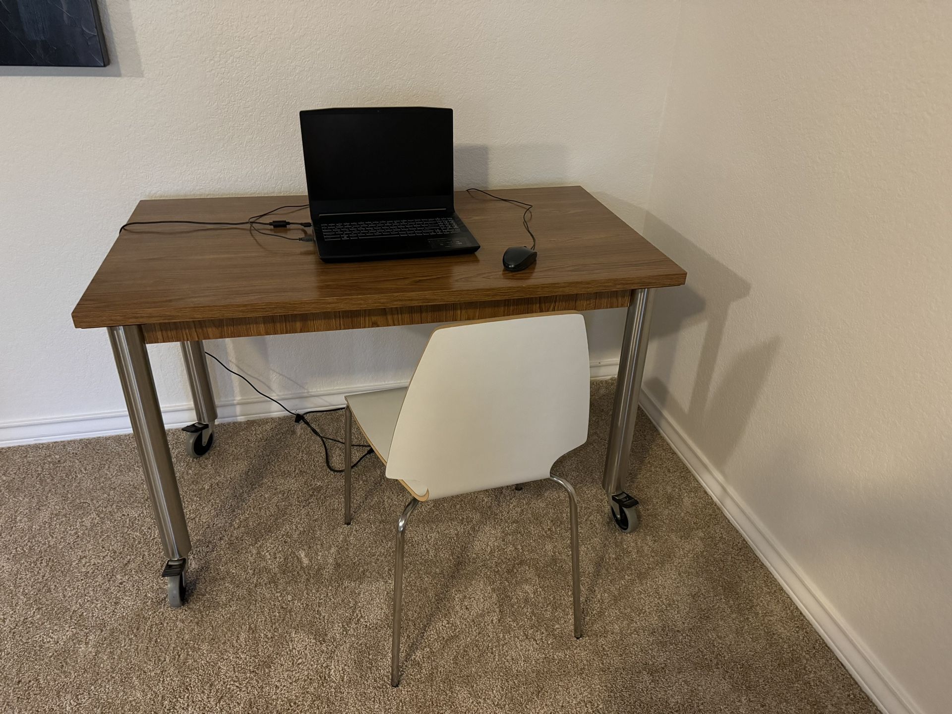 Rolling Desk Table & Ikea Chair for Sale in San Antonio, TX - OfferUp