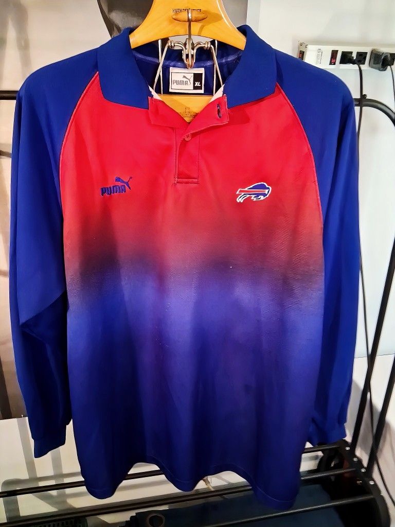 VINTAGE Buffalo Bills Puma Men’s XL Polo Shirt Red Blue Gradient Long ...