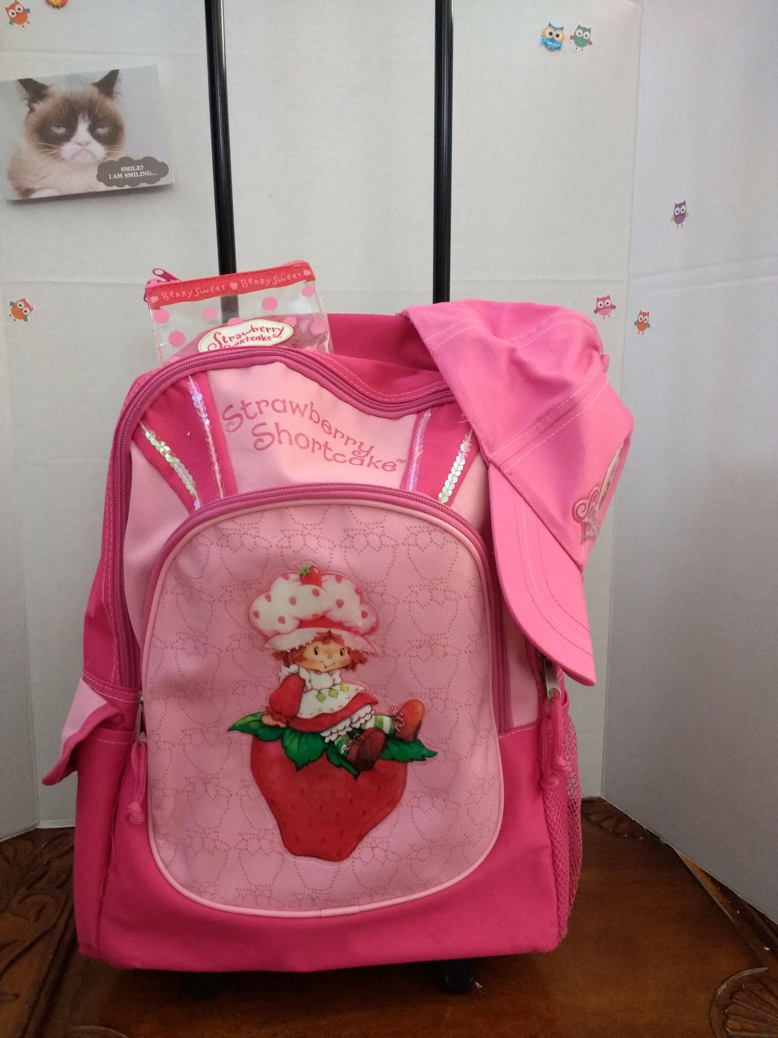 Strawberry Shortcake rolling backpack + free xtras for Sale in Miami ...