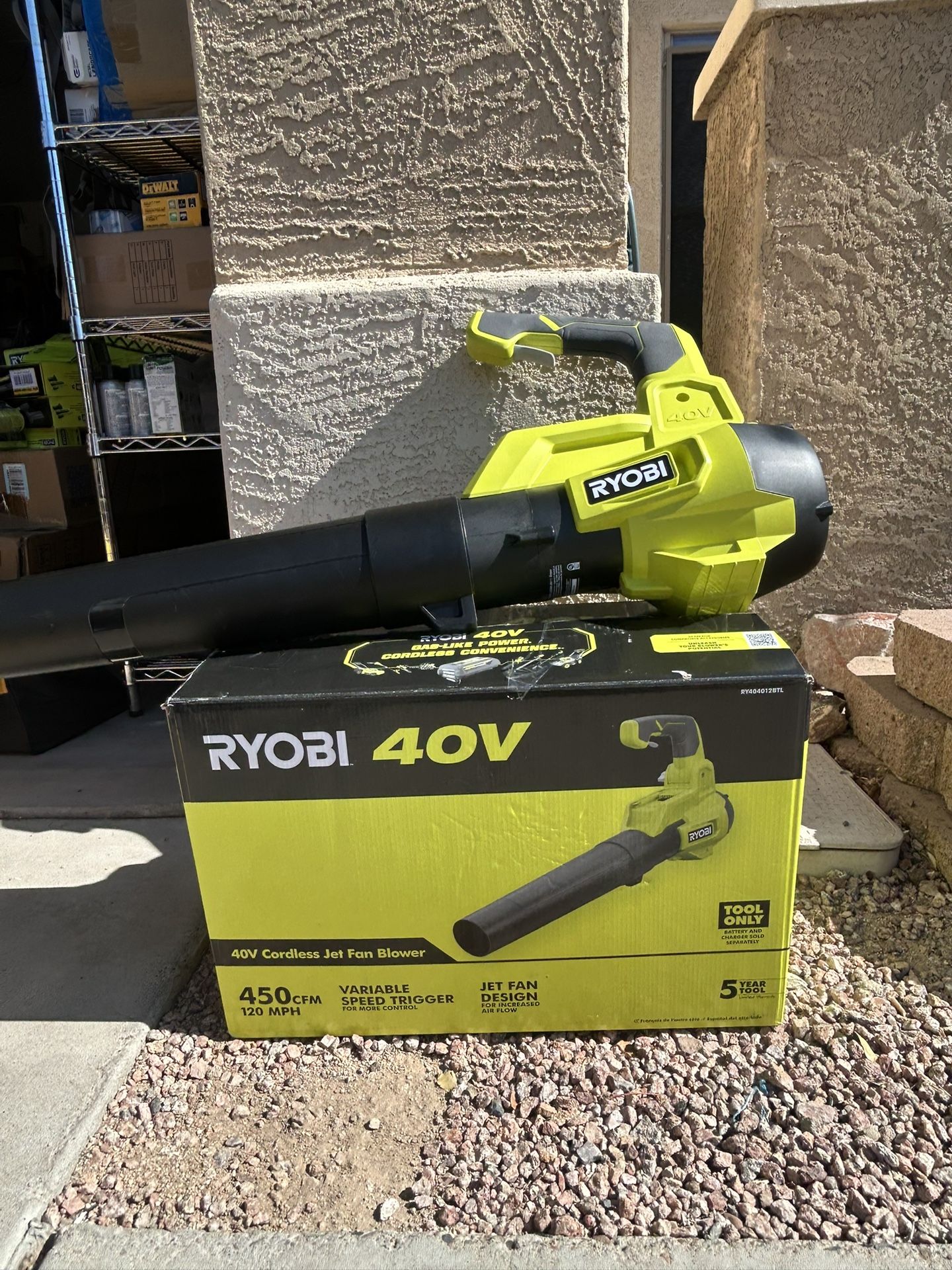 RYOBI 40V 120 MPH 450 CFM Cordless Battery Variable-Speed Jet-Fan Leaf ...