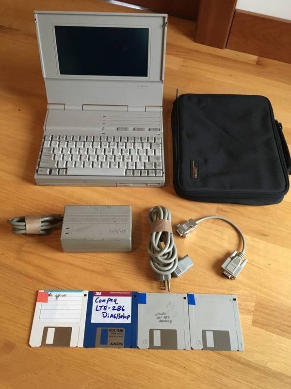 Compaq LTE 286 Laptop Computer with power brick and case for Sale in ...