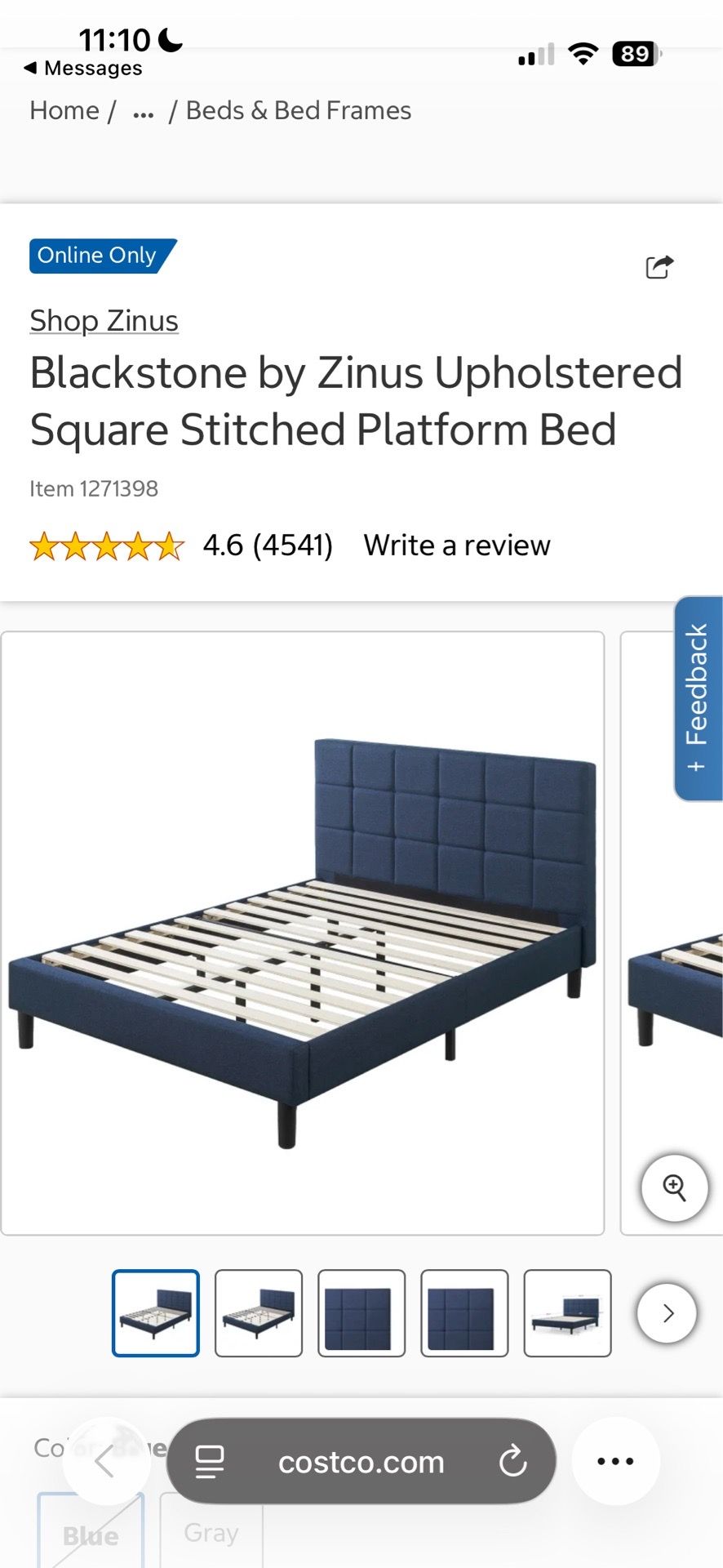 Blackstone Upholstered Square Stitched Platform Bednull
