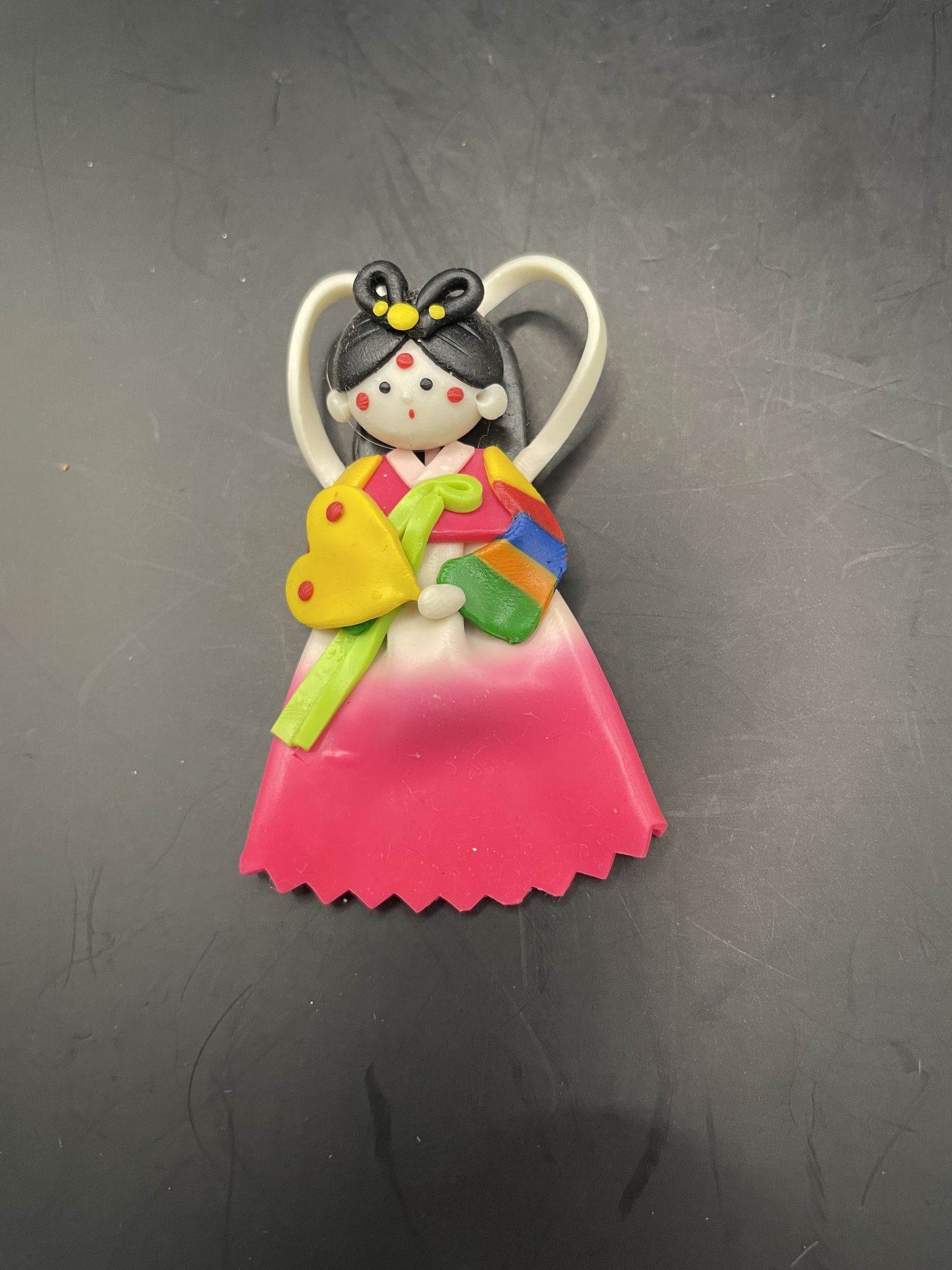 Vintage Korean Hanbok Girl Polymer Clay Fridge Magnet Traditional Dress ...