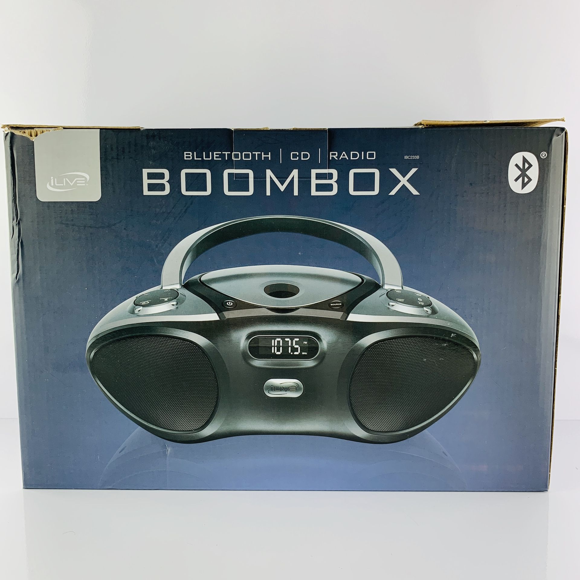 NEW - iLive IBC233B Portable Bluetooth Boombox CD, FM Radio - iOS ...