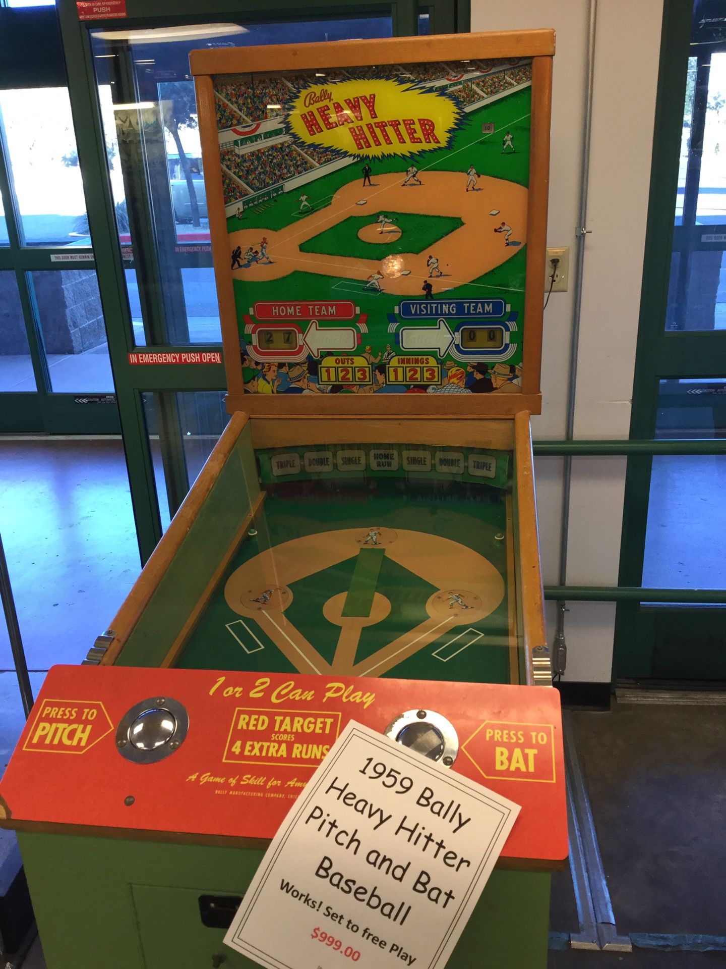 Bally Heavy Hitter baseball pinball machine game 1959 - works! for Sale ...