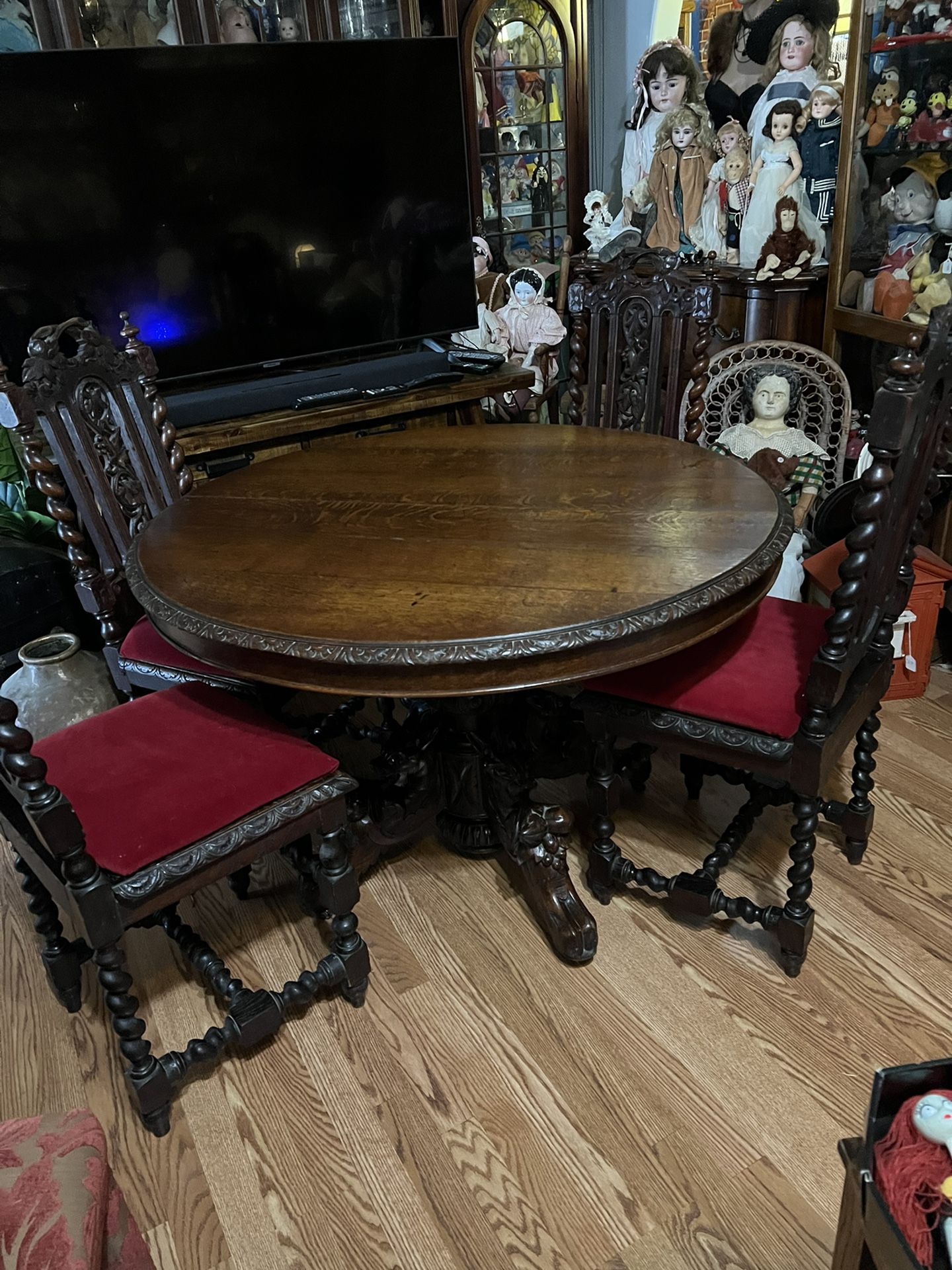 Civil War Era Dining Set, Hand carved Table And 4 Chairs for Sale in ...