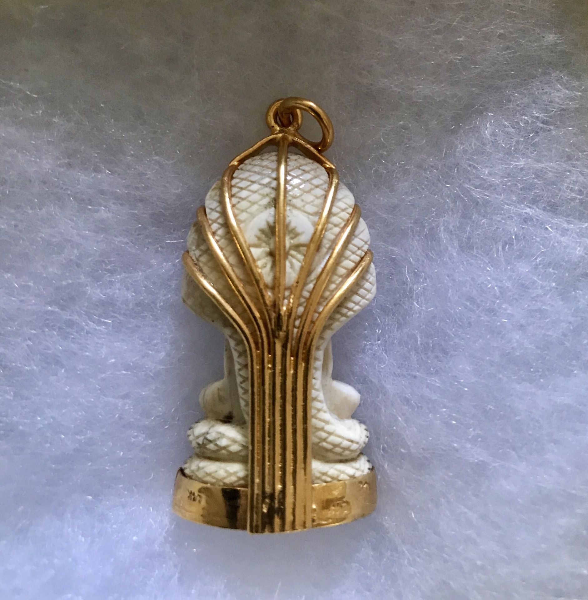 24K gold chain w/ Real Rare ancient Buddha Naga Ivory Pendant From ...