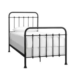 Dorley farmhouse black metal king bed store