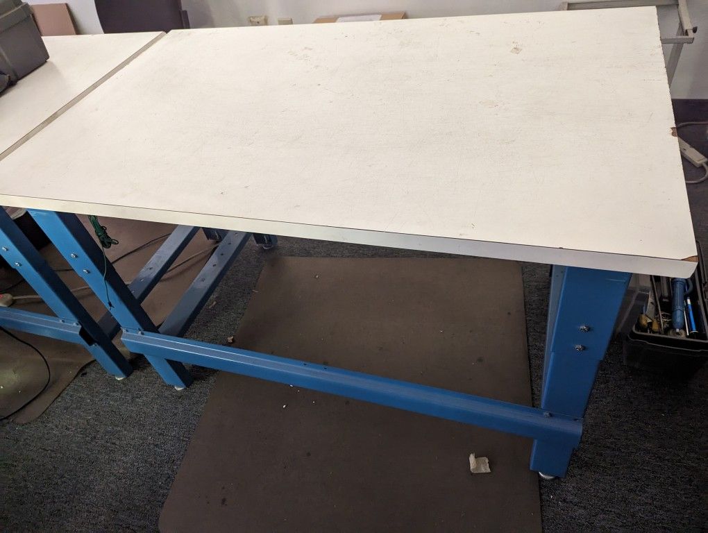 BENCHPRO Workbench: ESD Qty 4 - Adjustable Height White Laminate 48” x ...
