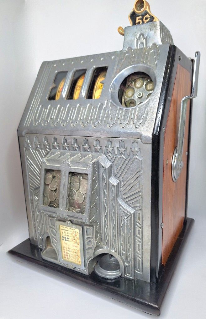 RARE Antique Pace Comet Art Deco Double Jackpot 5 Cent Slot Machine ...