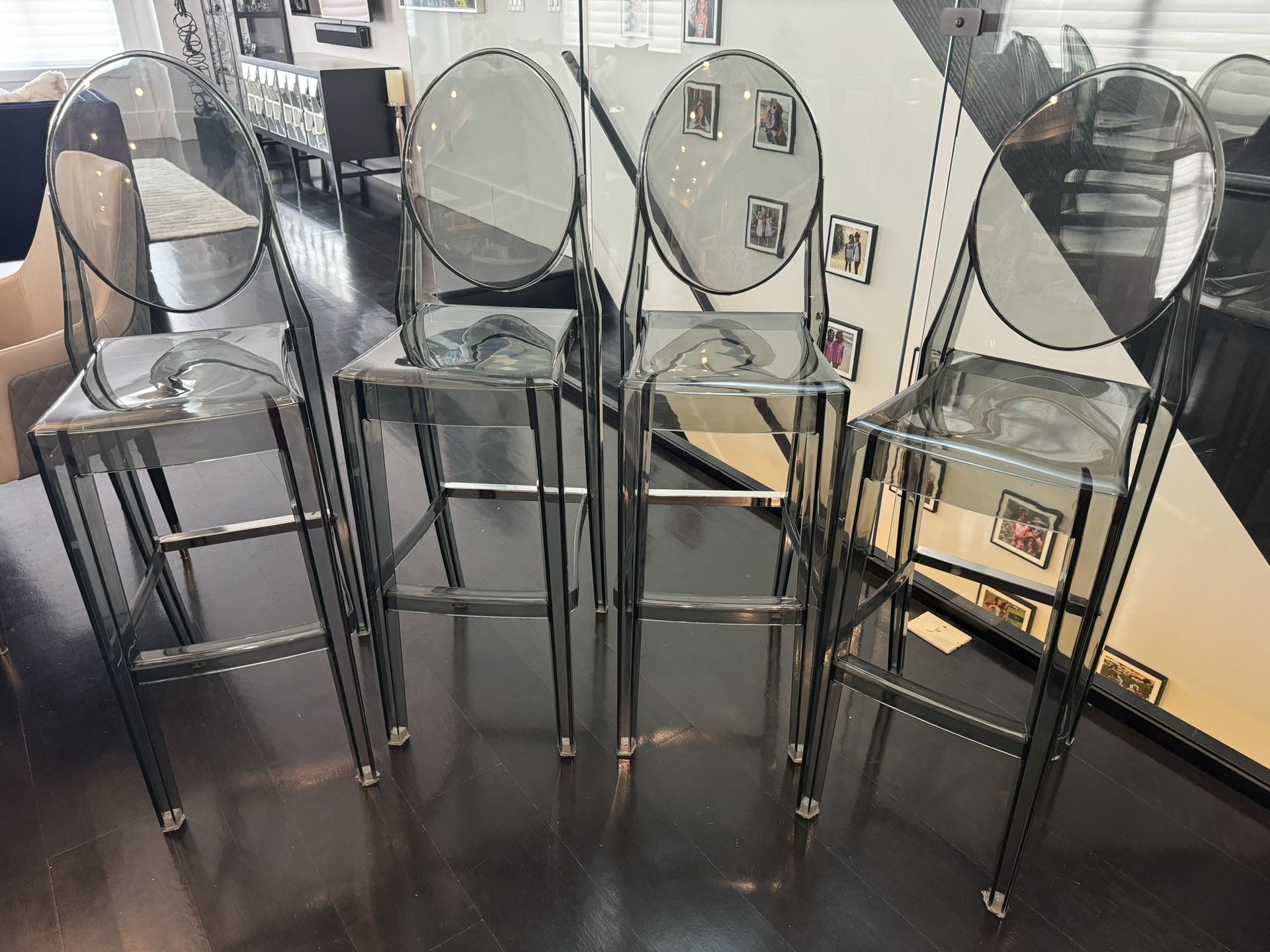 Baxton Studio Infinity Smoke Gray Plastic Bar Stools (4) for Sale in ...