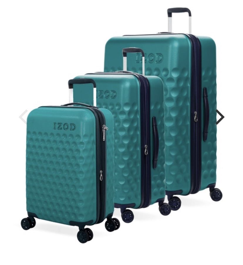 NEW IZOD FAIRWAY COLLECTION 3 PIECE HARDSIDE SPINNER LUGGAGE SET - TEAL ...