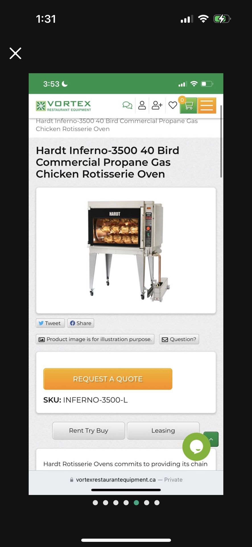 Hardt Inferno-3500 40 Bird Commercial Propane Gas Chicken Rotisserie ...