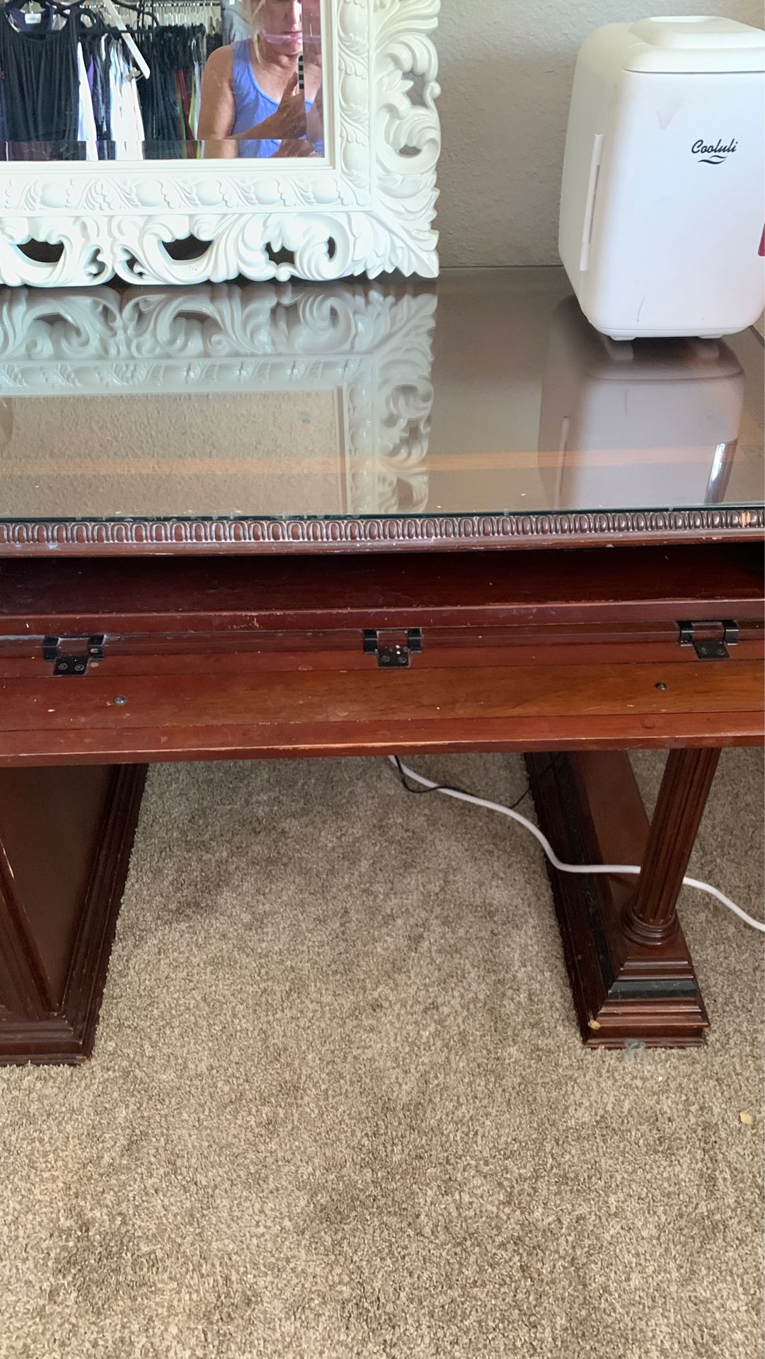 Bombay Computer desk $60 with glass top for Sale in Scottsdale, AZ ...