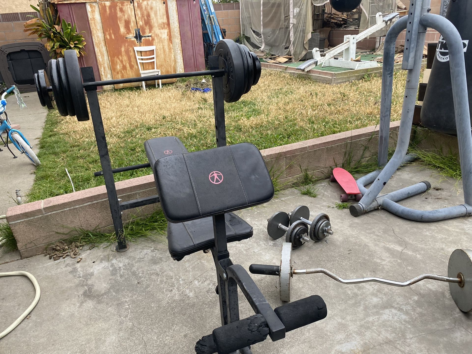 Weights / Weight Bench / Curl Bar / Dumbbells / 300 Pounds Of Weights ...