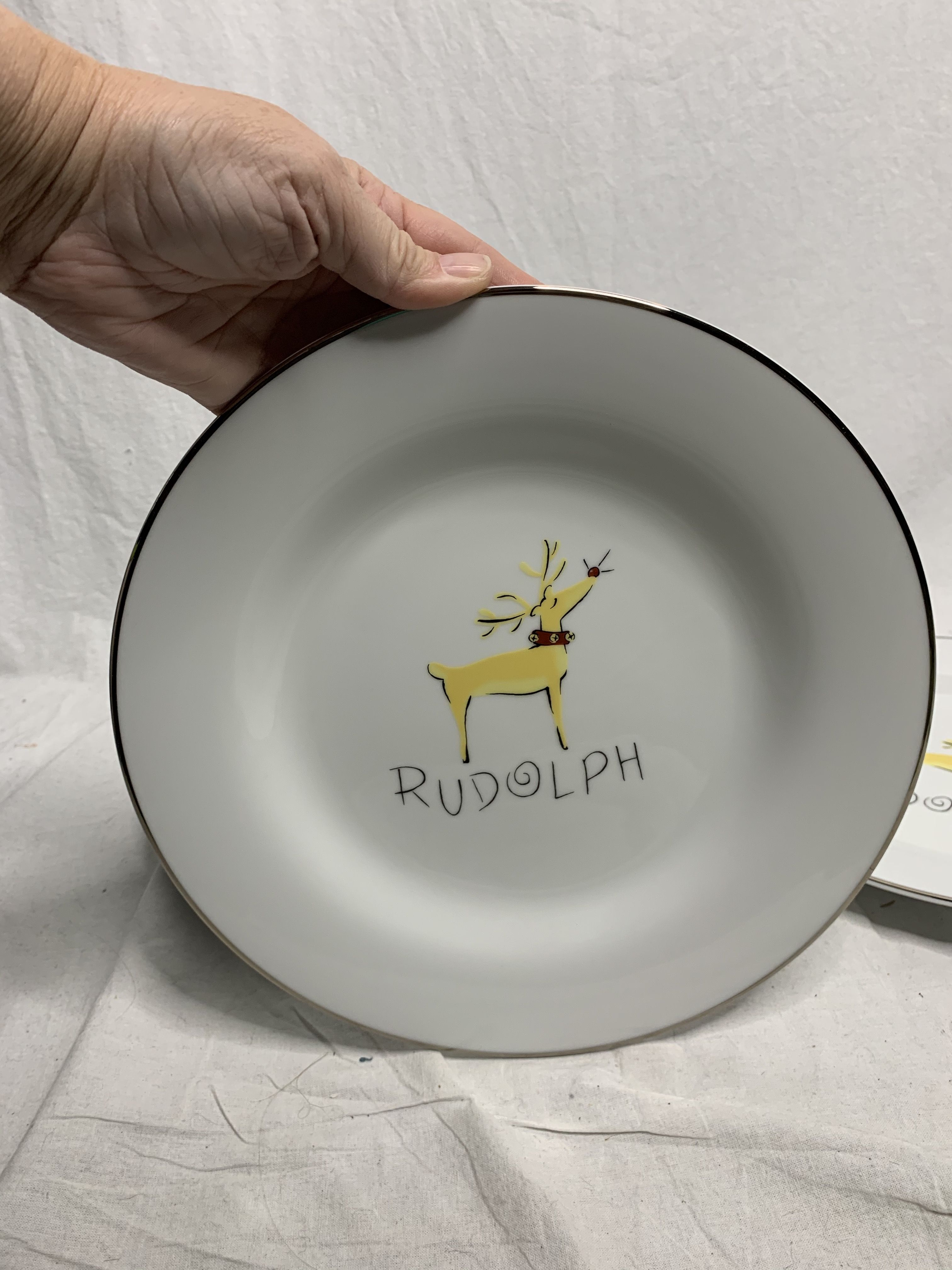 Pottery Barn Retired Reindeer Rudolph Ceramic Plate 11" Dinner Plate ...