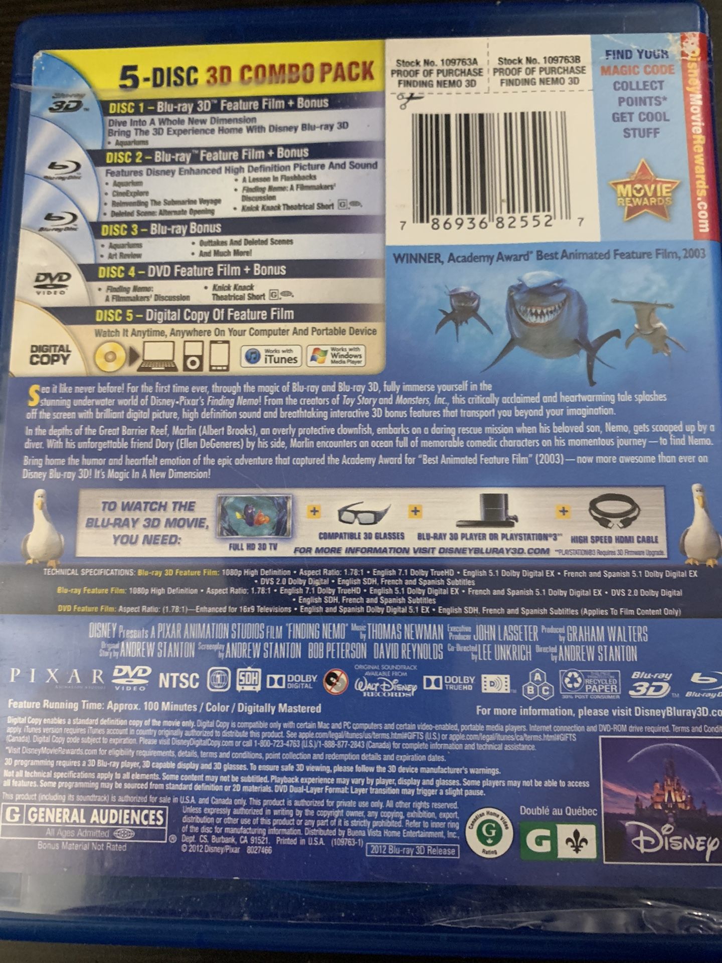 Disney’s FINDING NEMO Ultimate Collector’s Edition (3D Blu-Ray + Blu ...