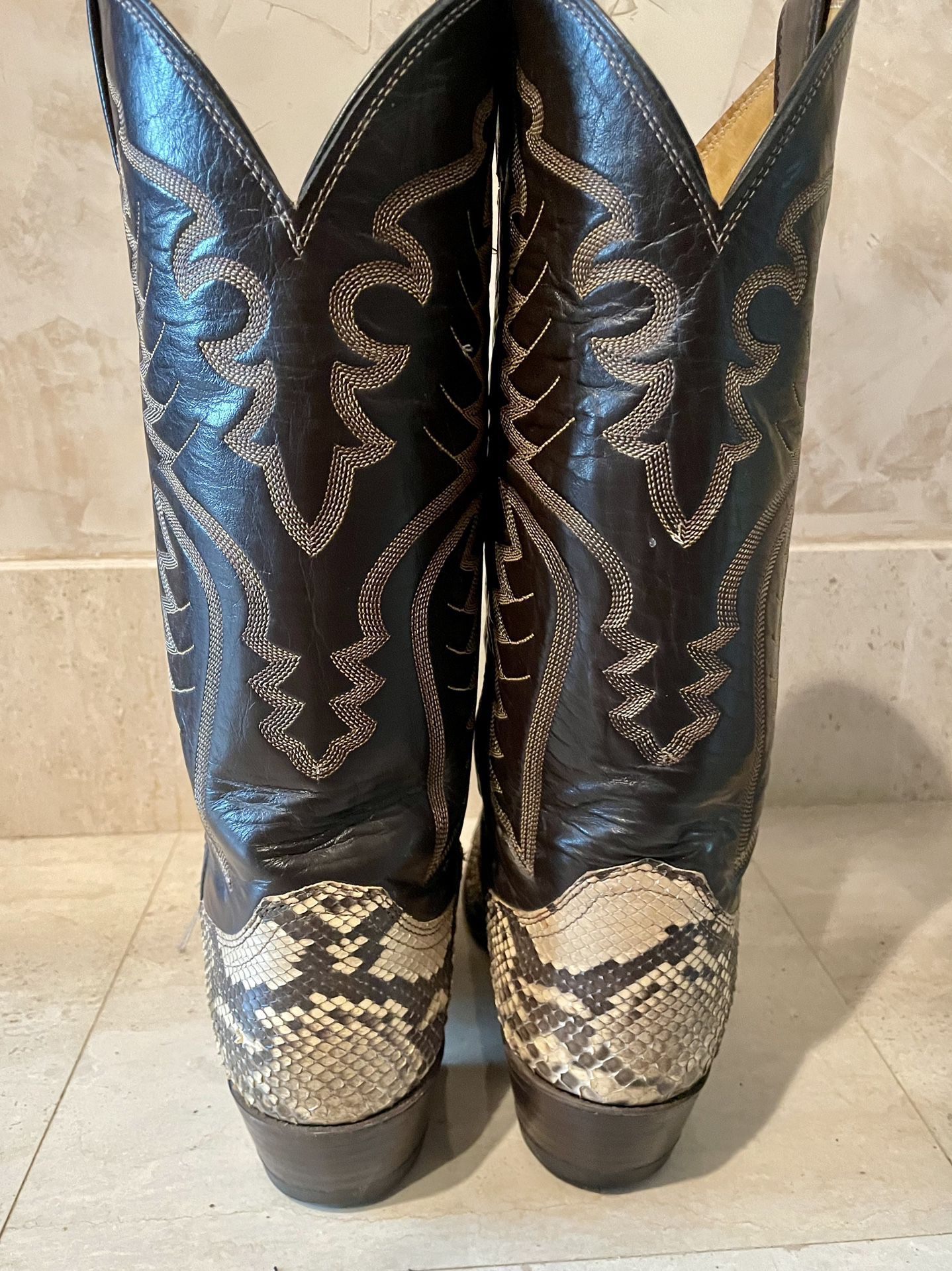 VINTAGE JUSTIN GOLDEN PYTHON SNAKESKIN COWBOY WESTERN BOOTS MENS 8.5D ...