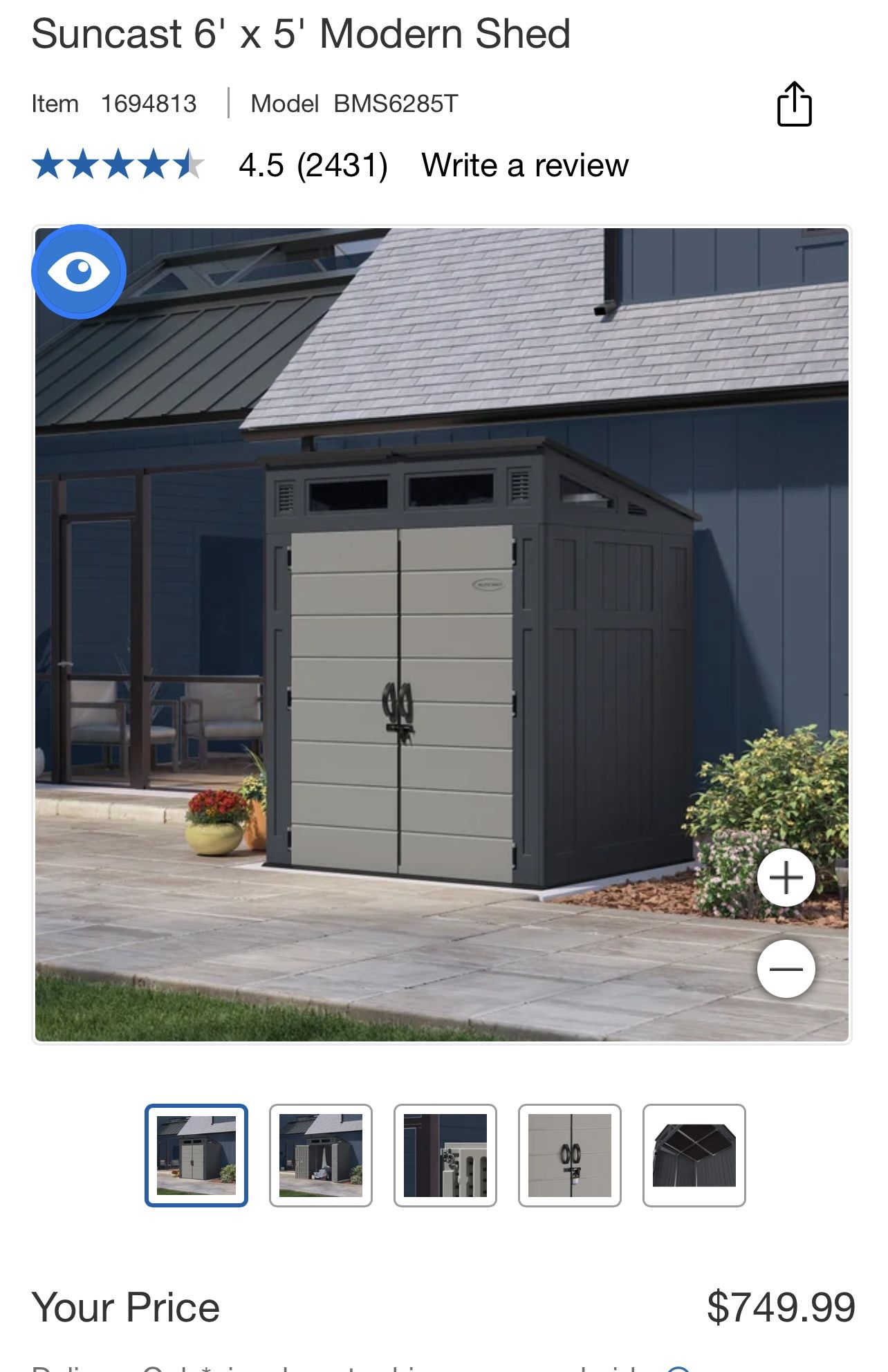 6’ X 5’ X 8’ Suncast Modern Shed for Sale in Maple Valley, WA - OfferUp