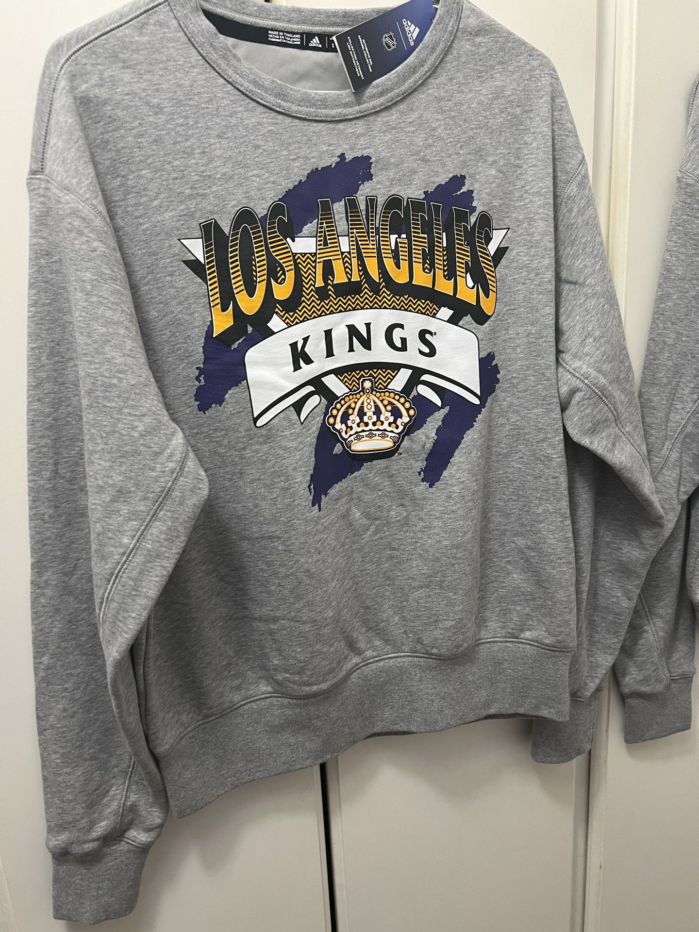 Los Angeles Kings Adidas Crew Neck Sweater (Purple/Gold) (Medium) Mens ...