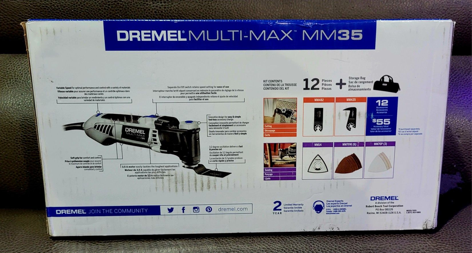 Dremel Multi-Max 3.5 amps 120 V Corded Oscillating Multi-Tool Kit New ...