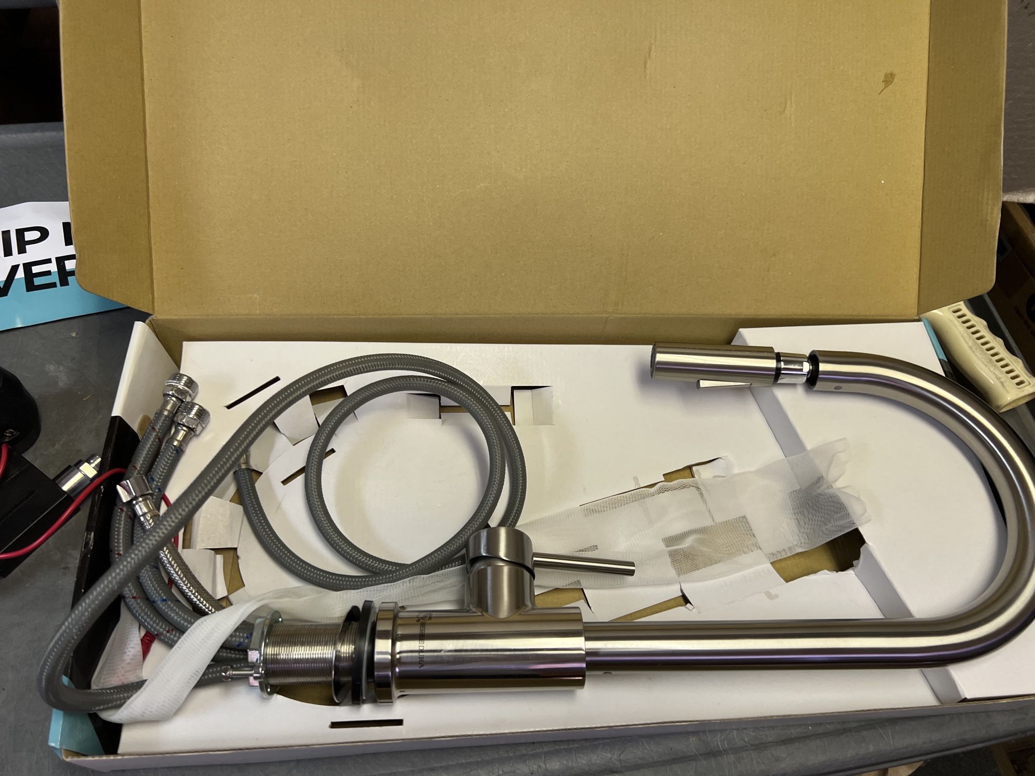 Dura Faucet DF-NMK540-SN Silver J-Spout Streamline Pull-Down RV Kitchen ...