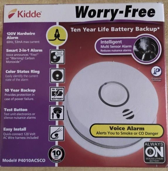 Kidde P4010ACSCO AC Hardwired Combination 1 Carbon Monoxide ...