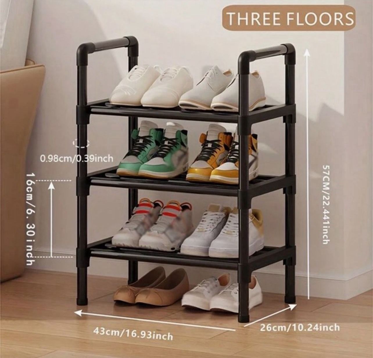 3 layer black metal shoe rack for Sale in Queens, NY - OfferUp