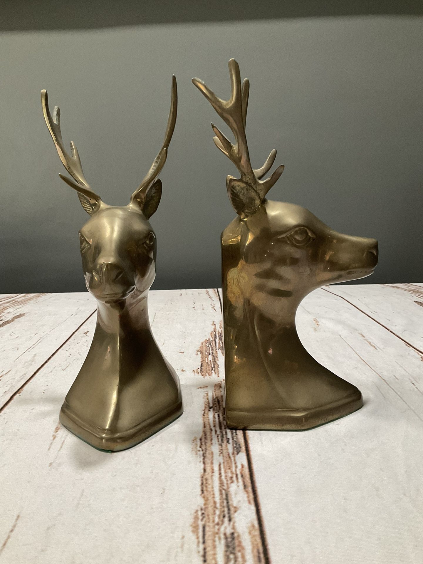 VINTAGE BRASS DEER STAG HEAD BOOKENDS BY LUXURY for Sale in Los Angeles ...