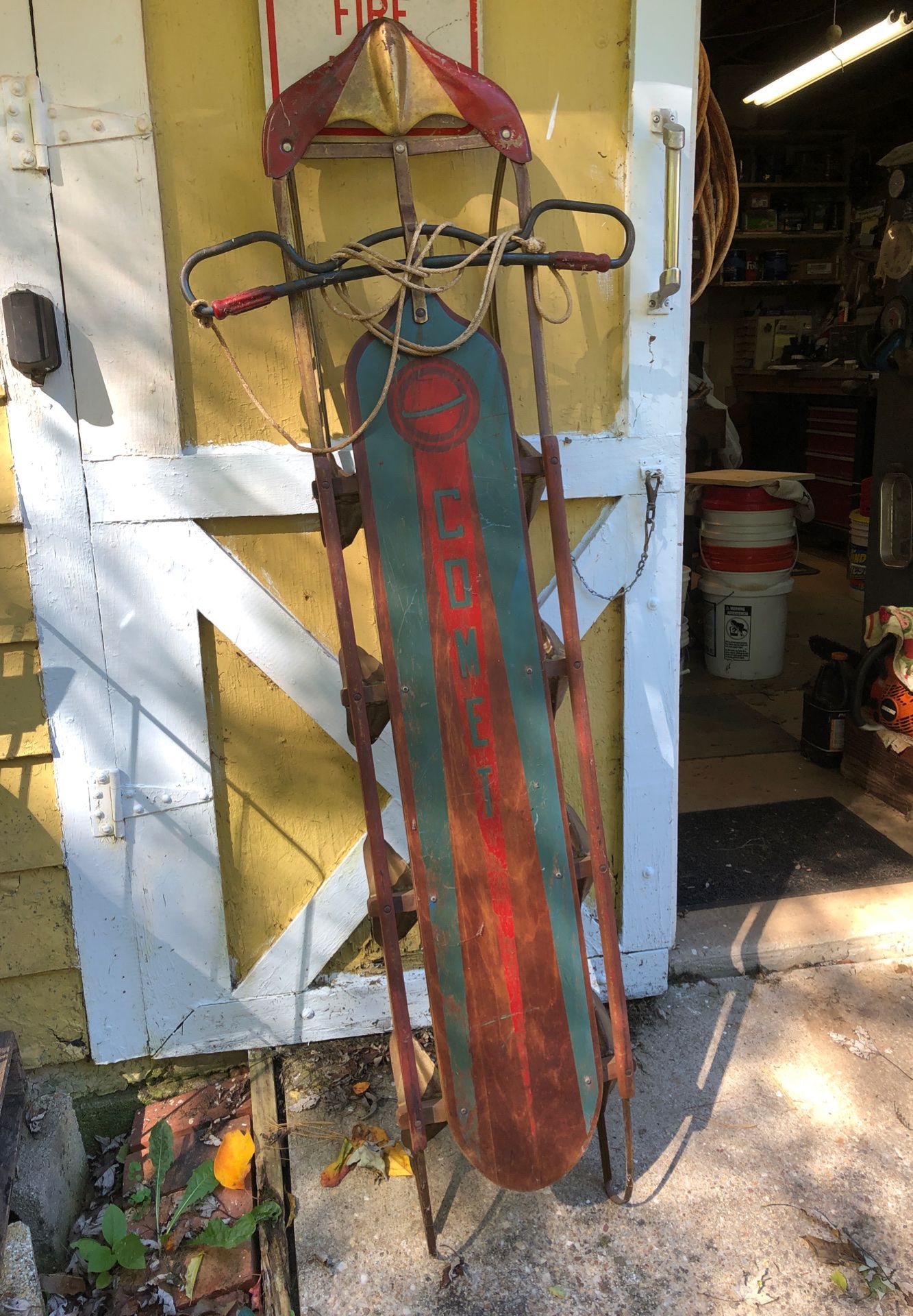 COMET SNOW SLED VINTAGE METAL RAIL & WOOD RACING SLEIGH for Sale in ...