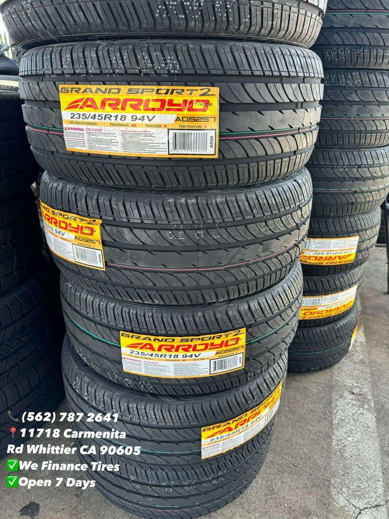 235/45R18 Arroyo Set of Tires Installed and Balanced Set de Llantas Nuevas Instaladas y ...