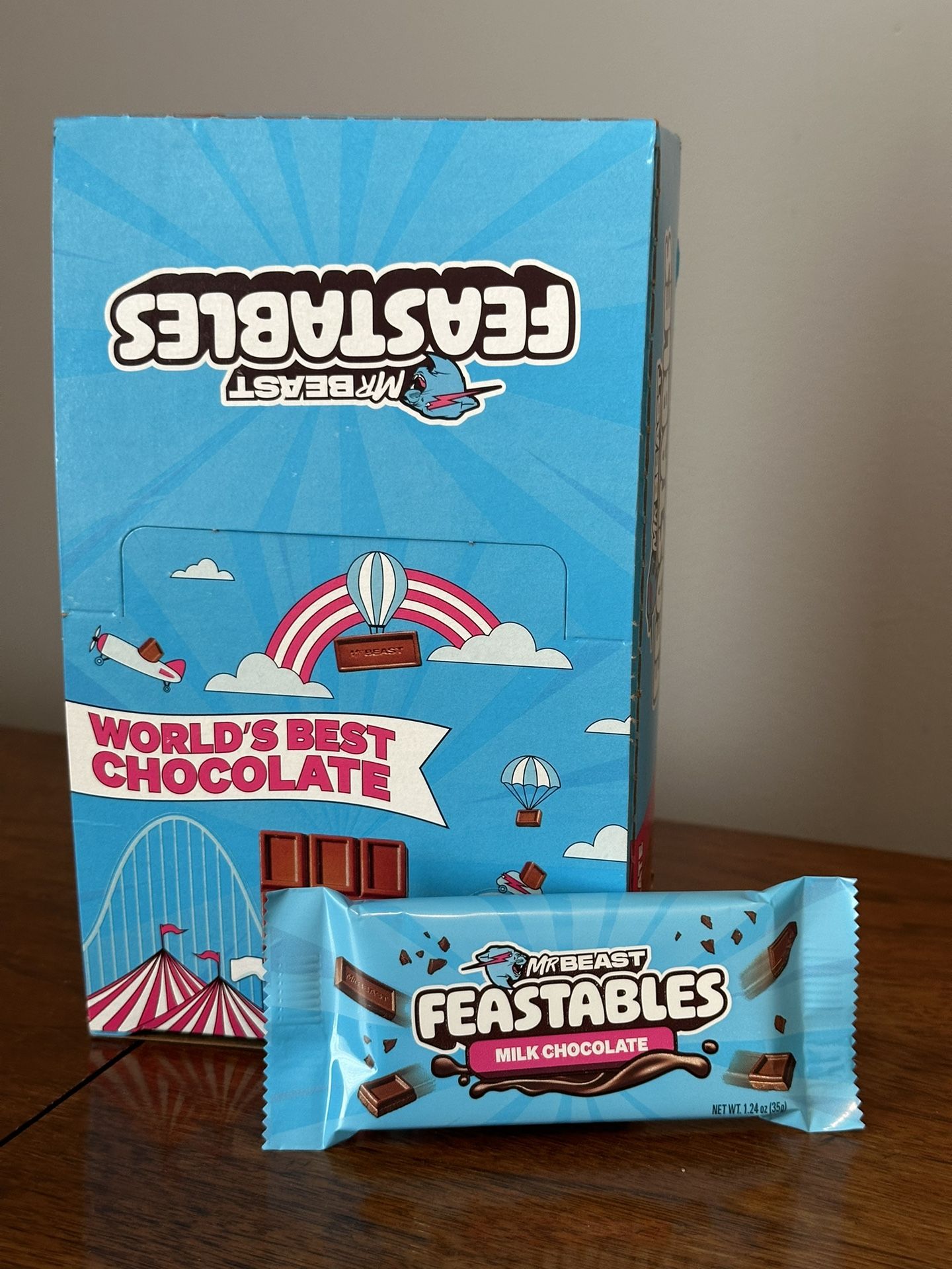 Mr Beast FEASTABLES Milk Chocolate 24 Bars 1.24oz Snack Size Sealed Box ...