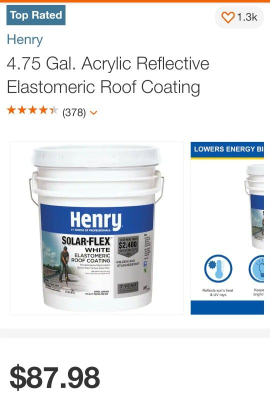 Solar Flex White Elastomeric Roof Coating Only 8 Buckets $50 Each Reg ...