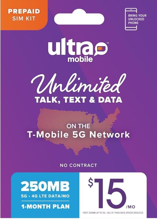 $15/mo. Ultra Mobile Prepaid Phone Plan with Unlimited International ...