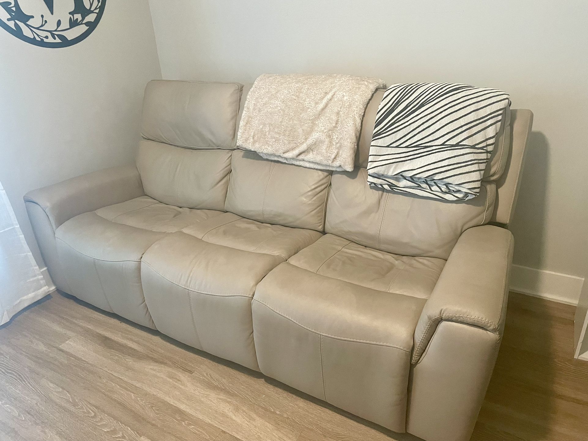 Beige Bernhardt Real Leather Couch with Recliners for Sale in Cape ...